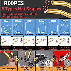 Upgraded 220W Plastic Welder, 2 in 1 Plastic Welding Kit Plastic Repair Welder Kit 800PCS Hot Stapler Soldering Gun with 64PCS Plastic Welding Rods Car Bumper Repair Kit for Most Plastic Repair