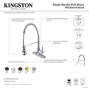 Kingston Brass GSY8888DL Concord Pre-Rinse Kitchen Faucet, 10-1/16 inch in Spout Reach, Brushed Nickel