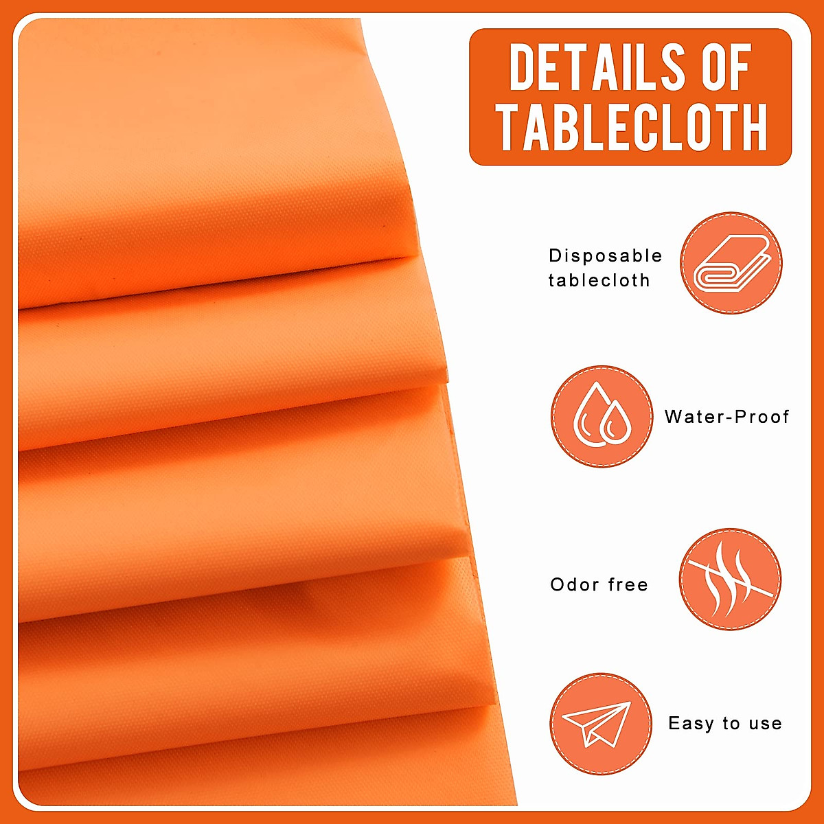 Eleclassi Orange 12 Pack Premium Plastic Table Cloth Disposable Tablecloth 54 x 108 Inch - Plastic Tablecloths for Rectangle Tables Up to 8 Feet - Halloween Tablecloth Plastic