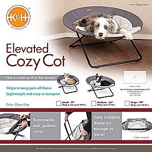 K&H PET PRODUCTS Elevated Cozy Cot Classy Gray Medium 24 Inches