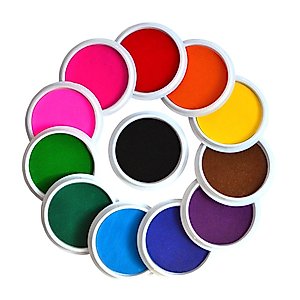 Myboree Washable Large Ink Pads for Kids Crafts Projects Rubber Stamps 12 Colors