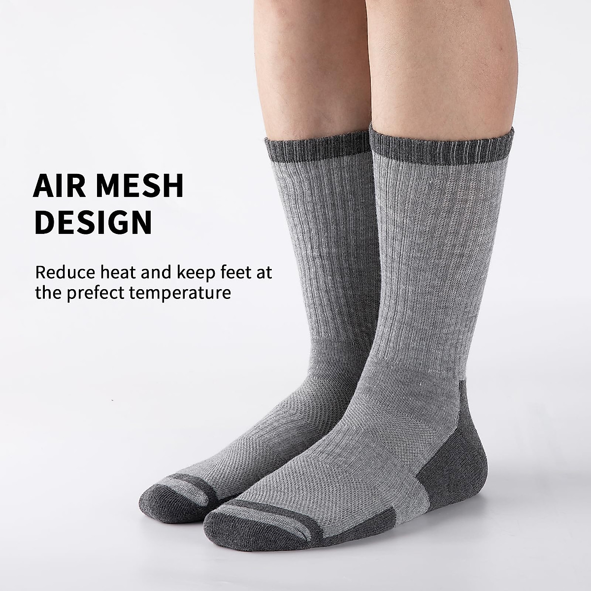 COOPLUS Mens Crew Socks Athletic Moisture Wicking Cushion Durable Work Mid Calf Socks for Running Sports (6 Pairs)