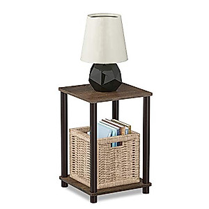 FURINNO Turn-N-Tube Haydn End Table, 1-Pack, Walnut/Brown
