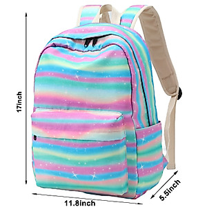 Joyfulife Girls Backpack with Lunch Box Kids School Backpack Bookbags Primary Elementary Student Backpack for Girls Set Rainbow