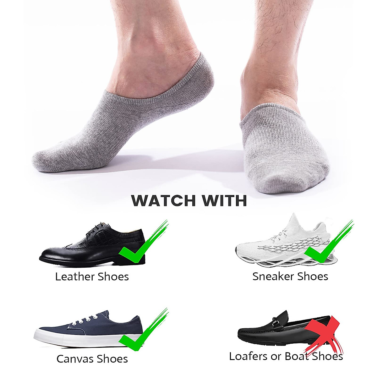 IDEGG No Show Socks Men Low Cut Ankle Short Socks for Men Casual Athletic Socks with Non Slip Grip