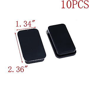 MY MIRONEY 2.36" x 1.34" x 0.43" Metal Slide Top Tin Containers Black Rectangle Metal Tin Box Empty Storage Organizer Tins for Candles,Candies,Gifts Pack of 10