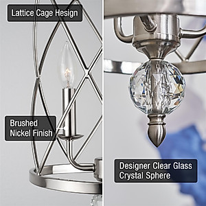 Kira Home Eleanor 26.5" 3-Light Modern Foyer Light Pendant Chandelier, Cylinder Metal Shade, Adjustable Height, Brushed Nickel Finish