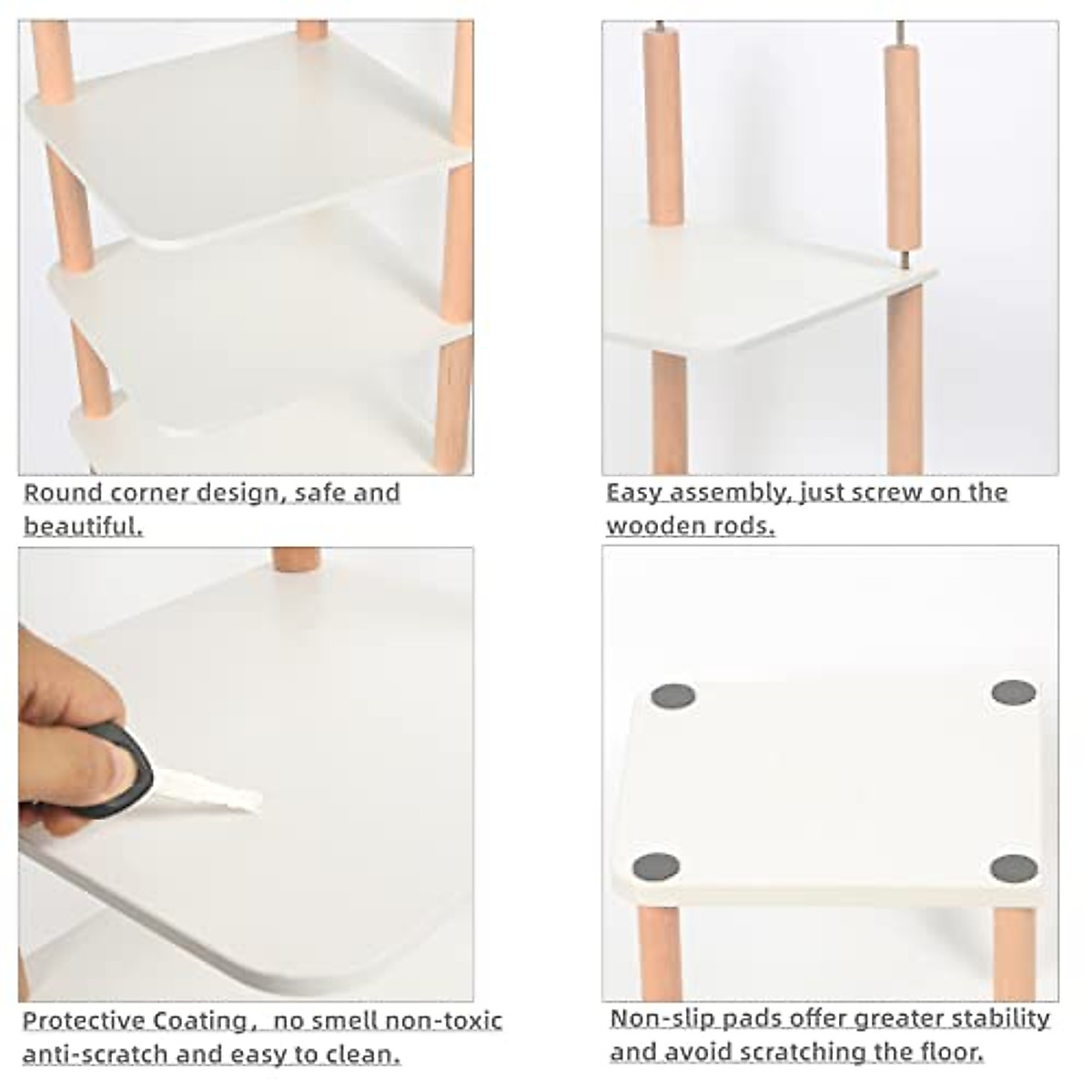 LUCKNOCK 8 Tiers Vertical Shoe Rack, Narrow Organizer, Stylish Wooden Shoe Storage Stand, Space Saving Shelf Tower, Free Standing for Entryway, No-Tool Assembly, White.