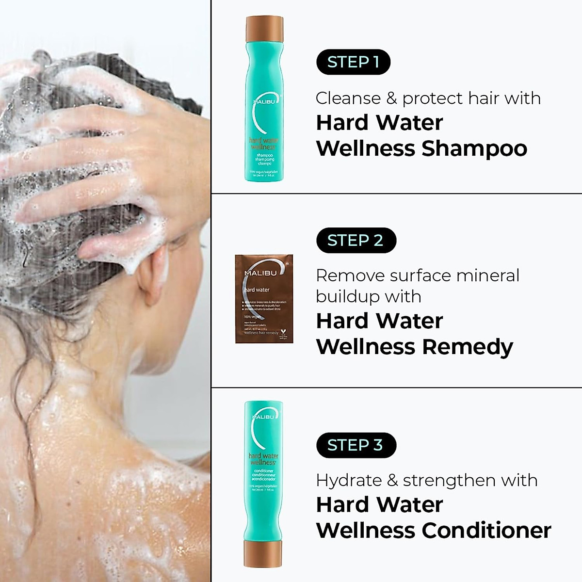 Malibu C Hard Water Wellness Hair Conditioner - Sulfate Free Conditioner that Increases Moisture & Shine - Protects Hair from Waterborne Elements (9 oz)