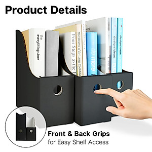 Dunwell Black Magazine File Holder (2 Pack) - Sturdy Cardboard Magazine Holder, Folder Organizer, Folder Holder, Magazine Storage Box, Paper Organizer Storage or Book Bins, Assembles in Seconds