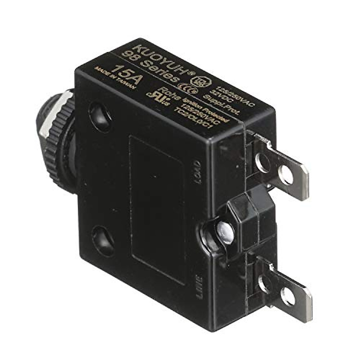 SEACHOICE 13131 Push Button Circuit Breaker 15A, Black