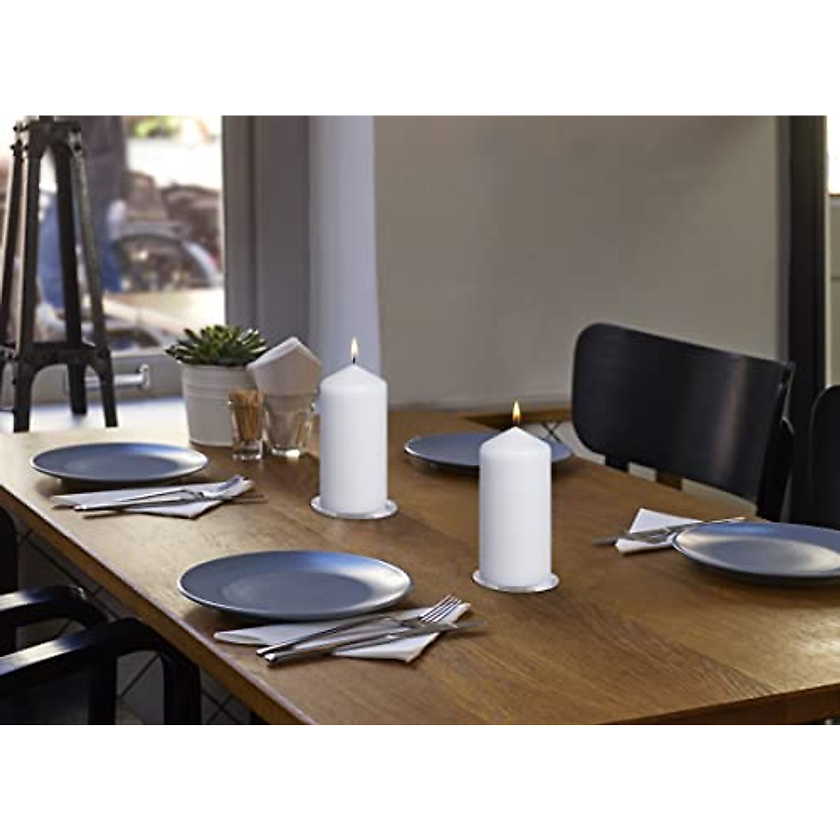 BOLSIUS 8 White Pillar Candles - 2.75 x 5 Inches - Premium European Quality - Individually Wrapped - 43 Hours Burn Time - Dripless & Smokeless - Unscented Dinner, Wedding, Party, & Restaurant Candles