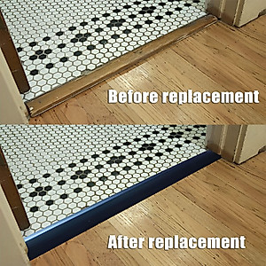 Vinyl-Floor Transition Strip Door-Thresholds-Ramps 72 inch, Threshold 1/2'' ~ 3/5'', Thresholds Ramps for Doorways, Edge-Reducer Transition-Strip for Door/Floor (Black)