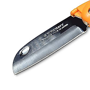 Seki Japan Folding Fruit Knife, Small Peeling Knife, 3.3-inch stainless steel blade with orange plactic handle, for kitchen and outdoor