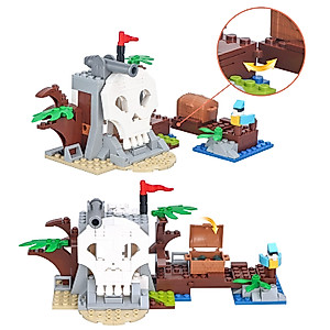 Finebely 3in1 Pirate Ship Building Set with Treasure Island, Toy Pirates Island Building Kit, Outpost with Slide and Seesaw, Creative Playset Pirates Themed Gifts for Boys Ages 6 Years and up, 260 Pcs