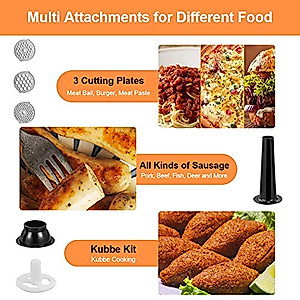 Meat Grinder Electric, Sausage Stuffer Maker, Max 2600W Food Grinder, Meat Mincer Machine with Attachments Sausage Tube Kubbe Kit Blades 3 Plates for Home Kitchen Commercial Use