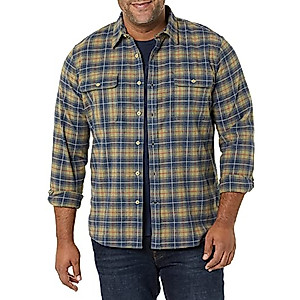 Goodthreads Men's Standard-Fit Long-Sleeve Stretch Flannel Shirt, Dark Blue/Multi Color/Plaid, XX-Large Tall
