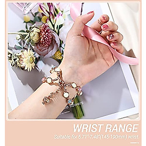 TiMOVO Beaded Fashion Band Compatible with Galaxy Watch Active 2/Active/Galaxy Watch 7/6/5/4 40mm 44mm, Elastic Beaded Night Luminous Beads Band Strap for Women, Rose Gold