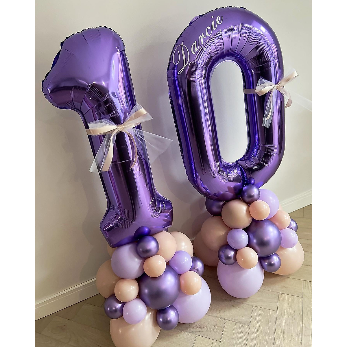 Number 10 Purple Balloons 40 Inch Giant Purple 10 Number Foil Helium Balloons for 10th Purple Birthday Party Supplies 10th Anniversary Events Decorations