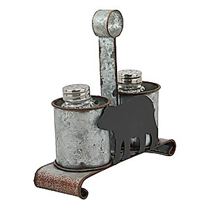 Set Of 1 Black Bear Salt And Pepper Shakers Holder Carrier Figurine