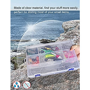Beoccudo Tackle Box Beads Organizer Tackle Boxes with Dividers Plastic Storage Large 10 Grids Box Jewelry Compartment Container (10 Grids Box, 2 Pack)