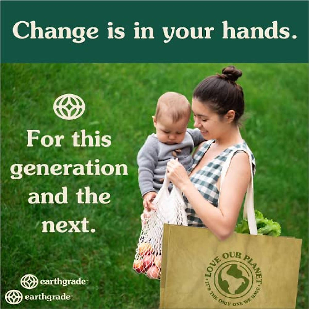 EARTHGRADE Reusable Grocery Shopping Bag – Sustainable & Eco Friendly ...