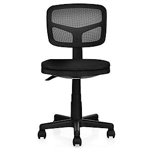 NJSV Armless Office Chair Adjustable Swivel Computer Mesh Desk Chair Black Gaming Chair Office Chair Desk Chair Computer Chair Home Office Desk Chairs Gamer Chair Office Chairs