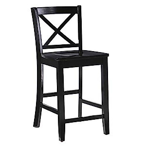 Linon Home Dcor Black X Back Counter Stool, 16" W x 17.91" D x 37.01" H