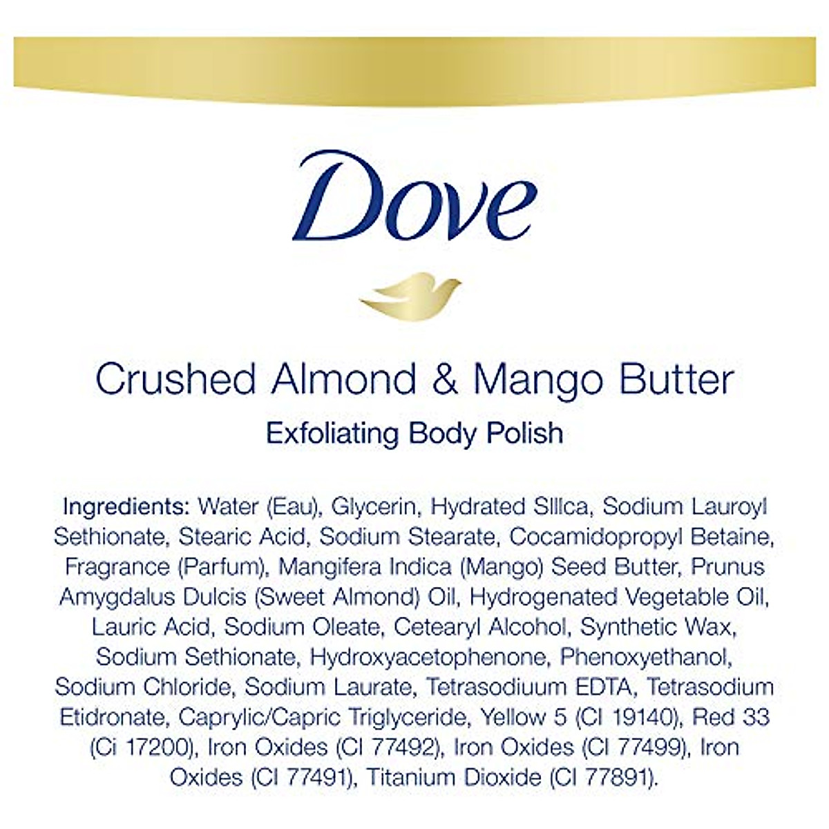 Dove Exfoliating Body Polish Body Scrub Exfoliating Scrub for Dry Skin Crushed Almond and Mango Butter Gently Exfoliates to Reveal Healthy Skin 10.5 Ounce (Pack of 4)