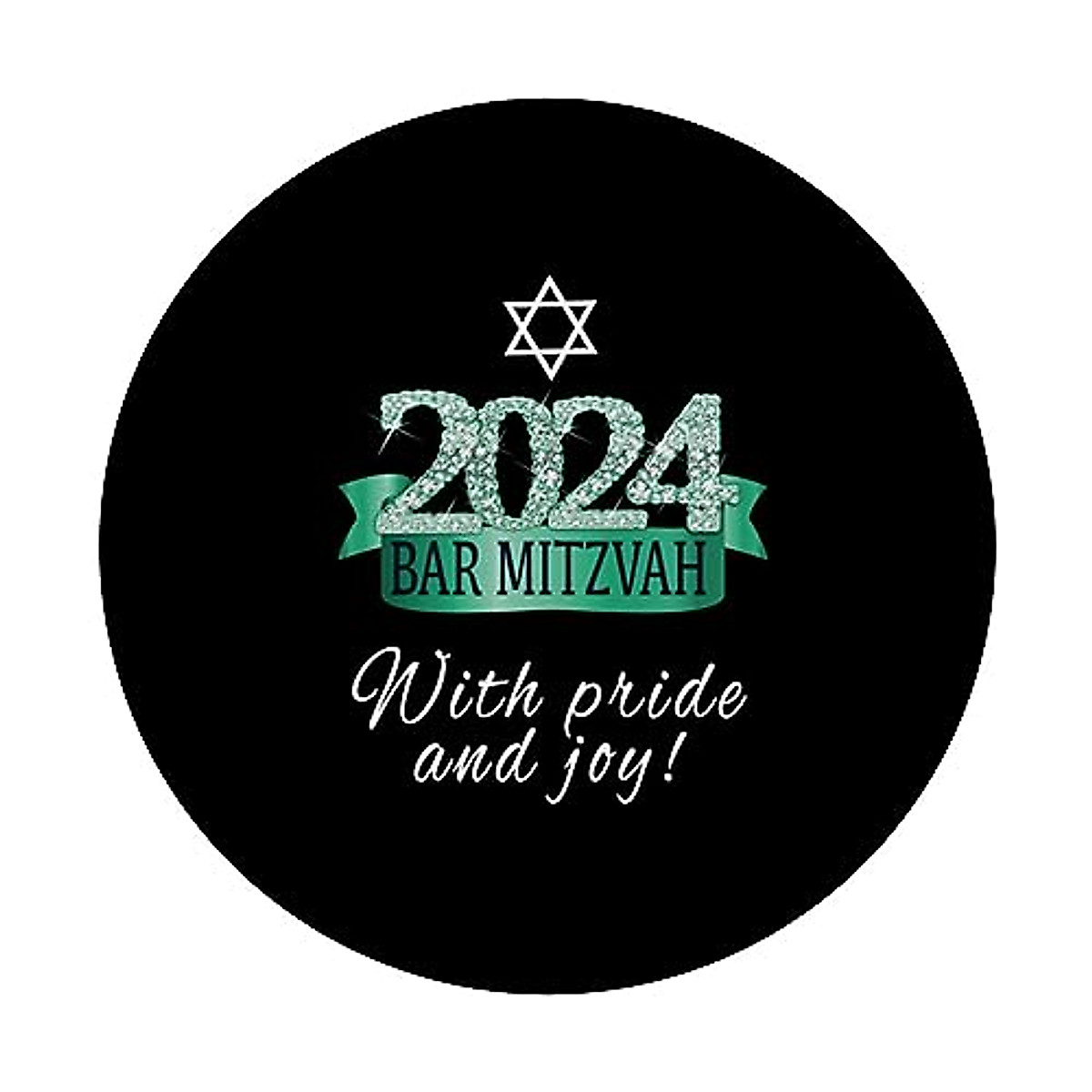 Bar Mitzvah 2024 I With Pride & Joy I Turquoise Banner Decor PopSockets Standard PopGrip