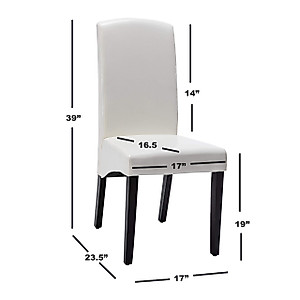 AC Pacific Art Faux Leather Dining Set of 2 with Seat & Back Cushions, Sturdy Legs, Straight Backrest Design and Stylish PU Fabric Upholstery, Kitchen Chair Accent Furniture, Eggshell