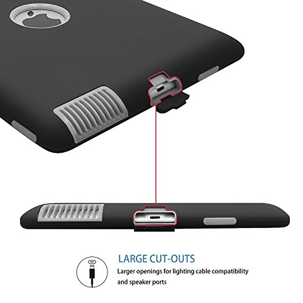 Fingic for iPad 4/3/2 Case - Rugged 3 in 1 Hybrid Heavy Duty Shock-Absorption Scratch-Resistant Protective Case, Gray/Black