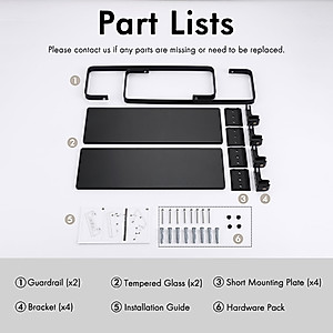 KES Bathroom Glass Shelf Aluminum Black Extra Thick Tempered Glass Rectangular 1 Tier Basket Wall Mounted, 2 Pack, A4126A-BK-P2