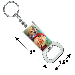 GRAPHICS & MORE Christmas Holiday Jolly Happy Santa Claus Keychain Rectangle Chrome Plated Metal Bottle Cap Opener