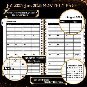 Planner 2023-2024 - July 2023-June 2024 Academic Planner Weekly Monthly Planner Twin-Wire Binding Hardcover 2023 Planner with Elastic Closure Monthly Tabs Thick Paper Round Corner