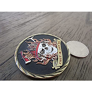 Firefighter Fireman First Responder First in Last Out 911 Skull Challenge Coin