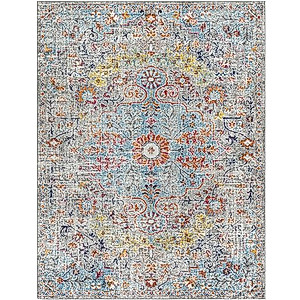 Livabliss Odelia Vintage Bohemian Area Rug,9' x 12'6",Aqua