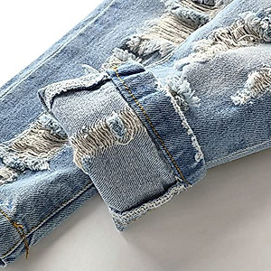 TJTJXRXR Little Baby Boys Girl Ripped Western Jeans Kids Girls Friend Style Denim Pants (2-3Years, Blue)