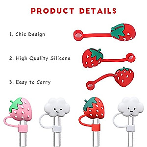 Silicone Word Straw Cover Cute Reusable Drinking Straw Caps Lids Dust-Proof Straw Plugs for Straw Tips for Home Kitchen Accessories (D-8PCS)