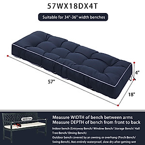 Maphissus 3 Seat 57 Inches Outdoor Porch Swing Cushions,Water-Resistant Tufted Patio Swing Replacement Cushions