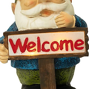 Dawhud Direct Welcome Gnome Solar Light for Home and Outdoor Decor Gnome Solar Powered Flickering LED Garden Light Backyard Gnome Decoration Solar Powered Flickering LED Garden Light