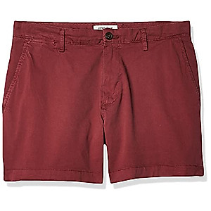 Amazon Essentials Men's Slim-Fit 5" Flat-Front Comfort Stretch Chino Short (Previously Goodthreads), Burgundy, 28