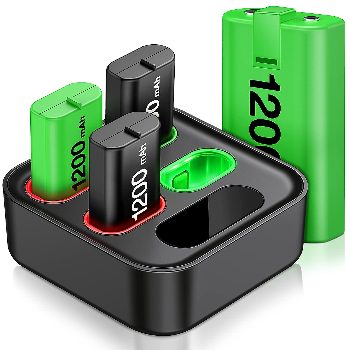 Charger for Xbox One Controller Battery Pack, Xbox One Battery Charger Station with 4x1200mAh Rechargeable Batteries, Xbox One Accessories Xbox Battery Pack for Xbox Series X|S/One S|X/One Elite