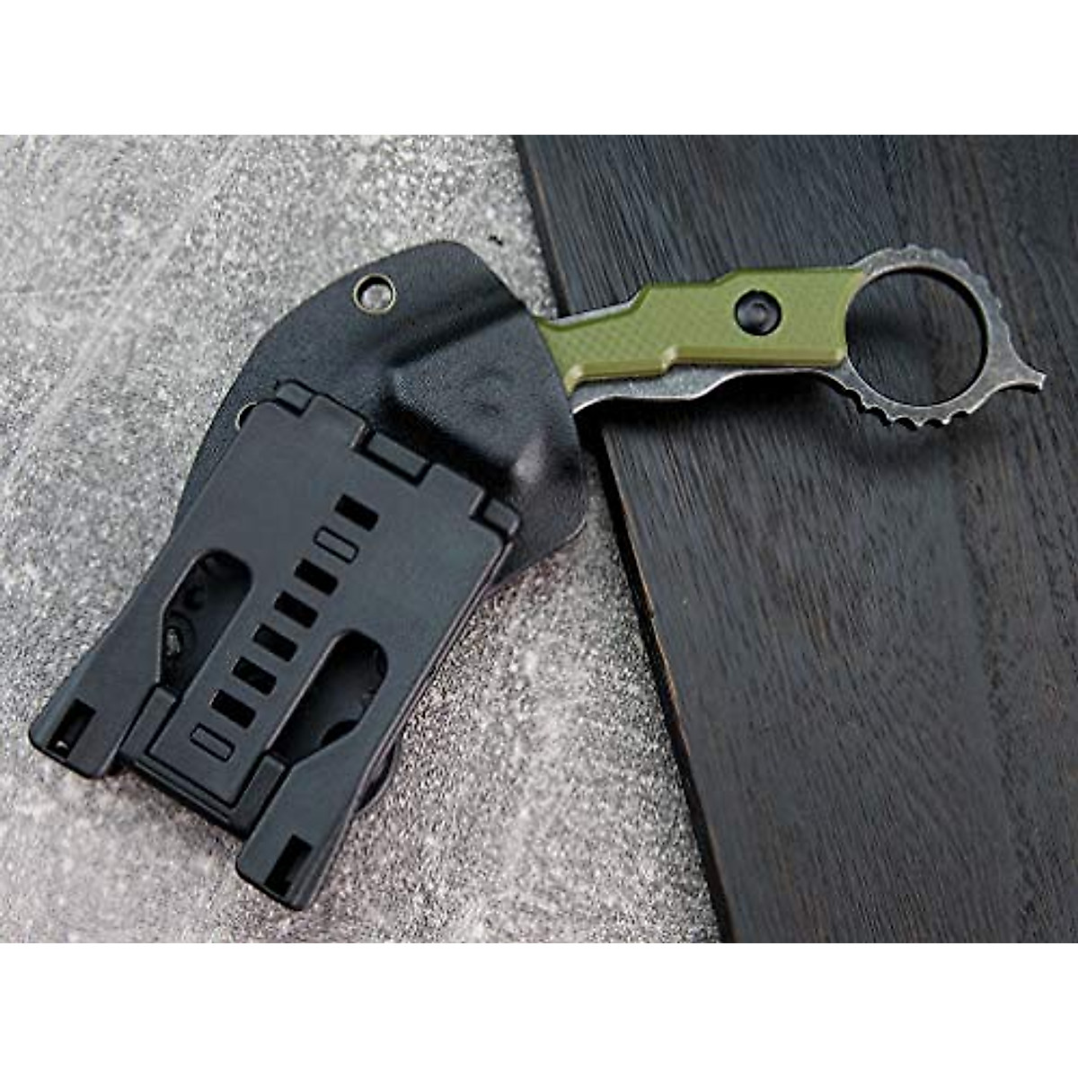 Ccanku C1695 Fixed Blade Knife, D2 Steel G10 Handle Outdoor Survival EDC Knife for Outdoor Survival,Fixed Blade Claw Knife with K Sheath (Army green)