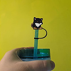 6 Pieces Cute Drinking Straw Caps Cover for 6-8 mm Reusable Drinking Straw Tips Lids Dust-Proof Straw Plugs(Kitten, Puppy)