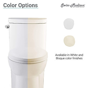 Swiss Madison Well Made Forever SM-1T206 Sublime One Piece Elongated Left Side Flush Handle Toilet 1.28 gpf, Glossy White