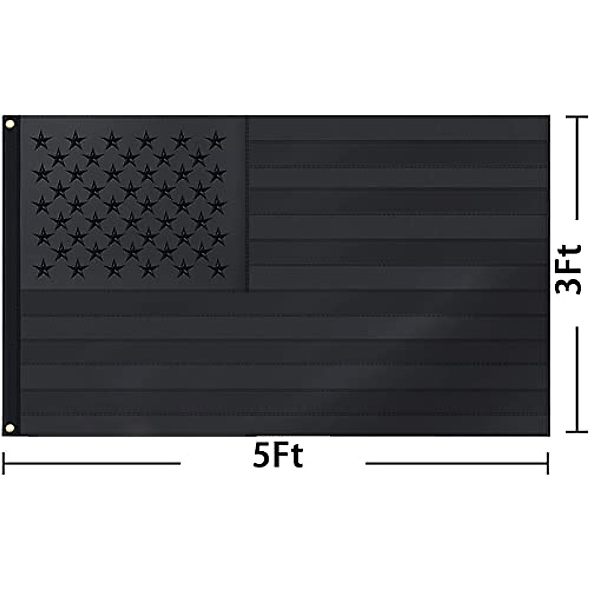 DZSM All Black American Flags 3x5 Ft,Solid USA Flag Double Sided with Embroidered Stars,Fade Proof Patriot United States America Banner Stitched Stripes,Blackout US for Outdoor,car,farm, F-001