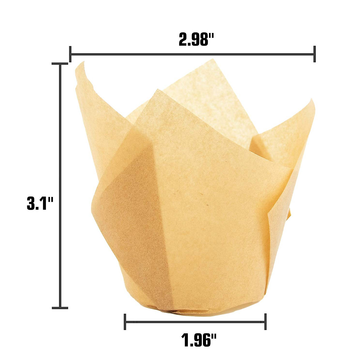 Framendino, Pack of 150 Tulip Shaped Baking Cups Brown Color Baking Cupcake Wrappers Grease Proof Muffin Paper Liners for Birthday Party Wedding Supply Decor