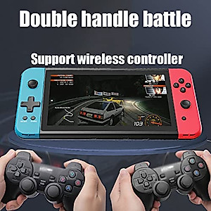 LIMKOO X70 Handheld Game Consoles, 128-Bit 7-Inch Large-Screen HD Double Pocket Game Console Built-in 19 Emulators Support Memory Expansion and Game Save(Color:Black)