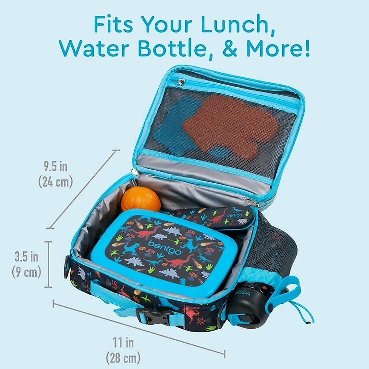 Bentgo® Kids Lunch Bag Set Water Bottle - New & Improved 2023 (Dinosaur)